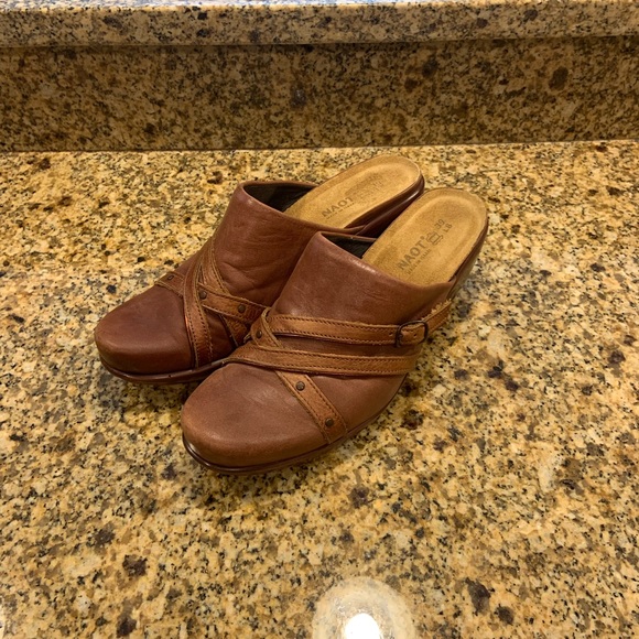 Naot | Shoes | Naot Brown Leather Embellished Wedge Mules Clogs 39 Us 8 ...